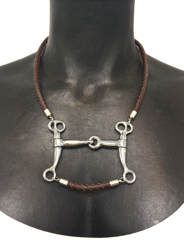Pelham horse bit Necklace with leather bar - Nyet Jewelry